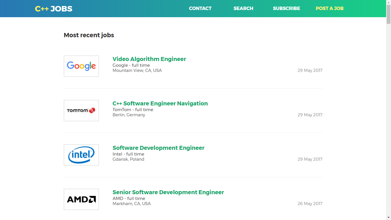 C++ JOBS, una board online per lavori con C e C++